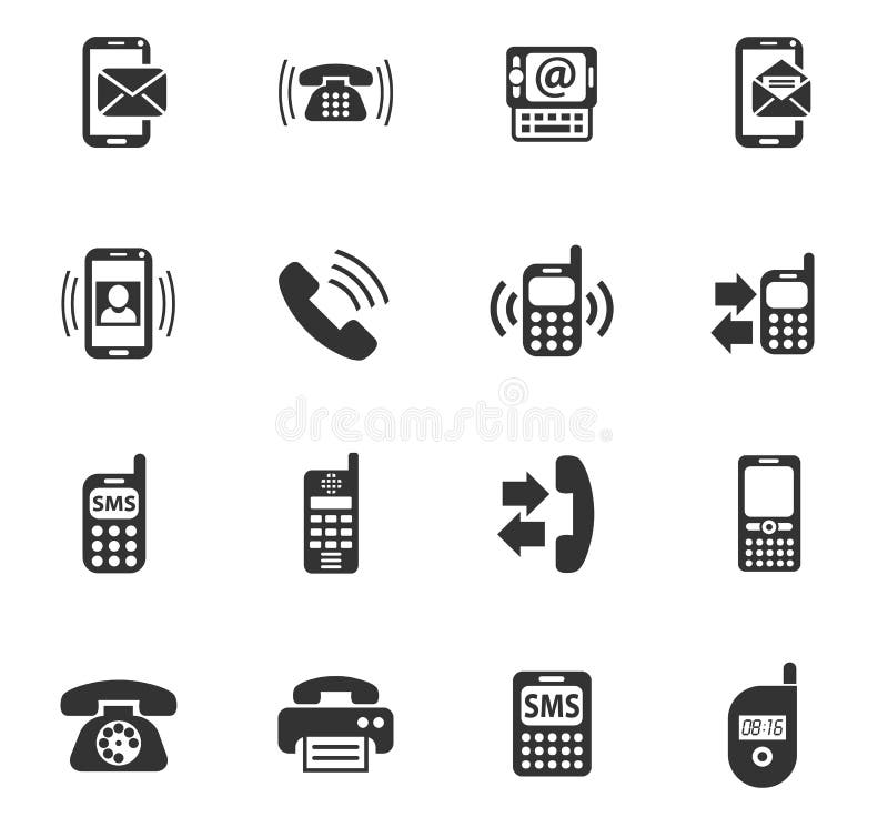 De Reeks Van Het Pictogram Van De Telefoon Vector Illustratie ...
