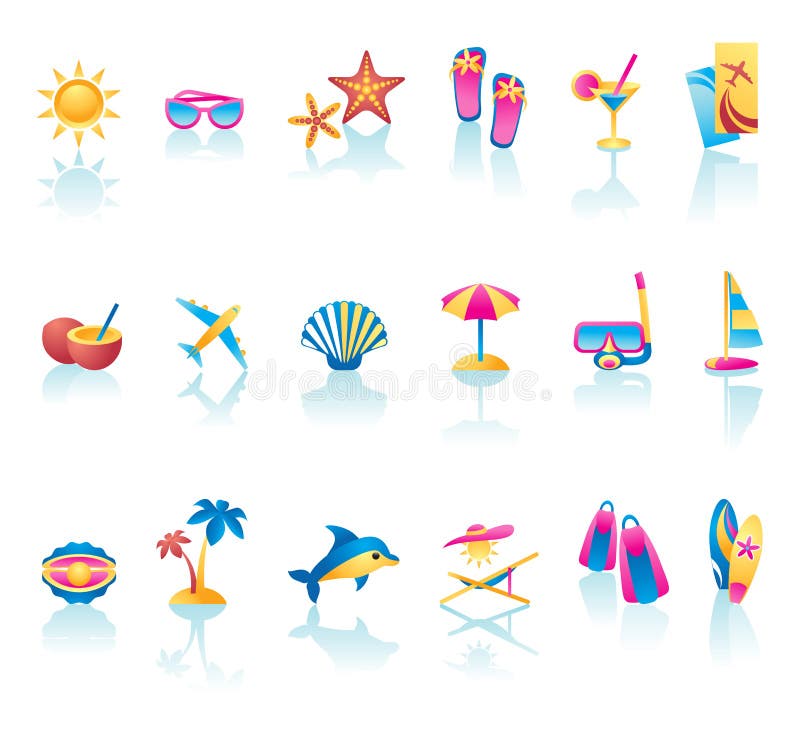 Zomer Iconenset vector illustratie. Illustration of overzees - 19467048