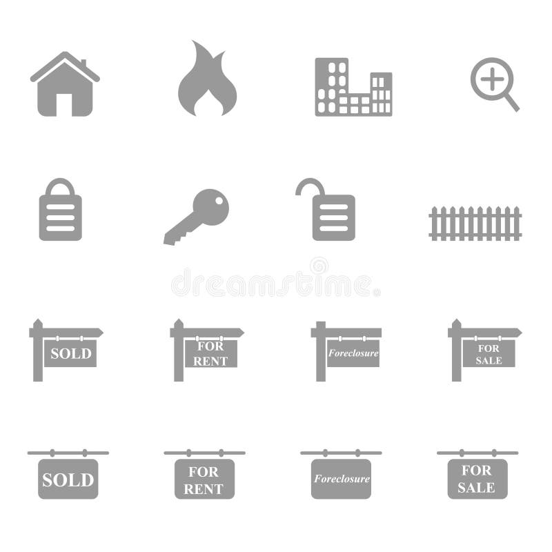 De Reeks Van Het Pictogram Van Onroerende Goederen Vector Illustratie ...