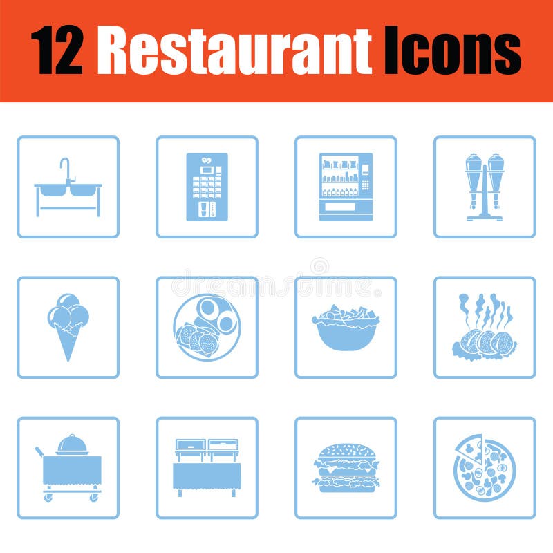 De Reeks Van Het Restaurantpictogram Vector Illustratie - Illustration ...