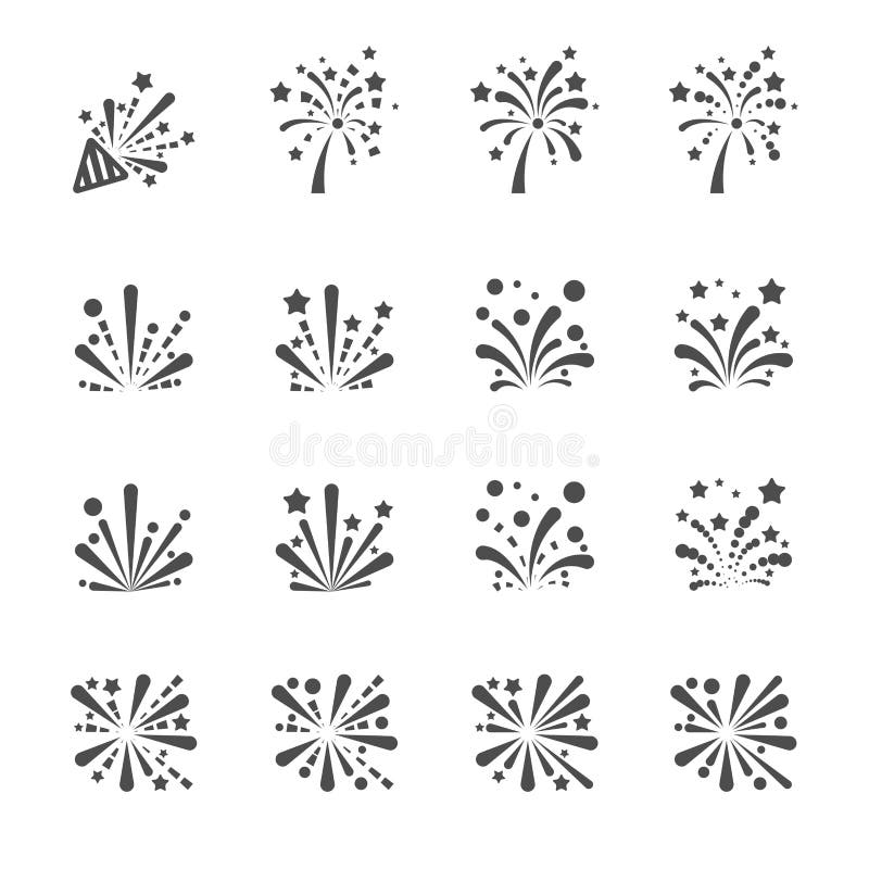 Set Pictogrammen Vuurwerk, Vector Eps10 Vector Illustratie ...