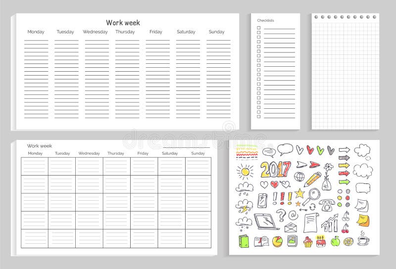 Het Werkweek En Nota's Op Vectorillustratie Wordt Geplaatst Die Vector ...
