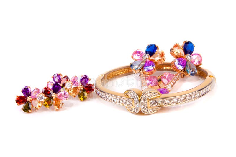 Zilveren Juwelen Met Gemmen Stock Afbeelding - Image of feest, voorwerp ...