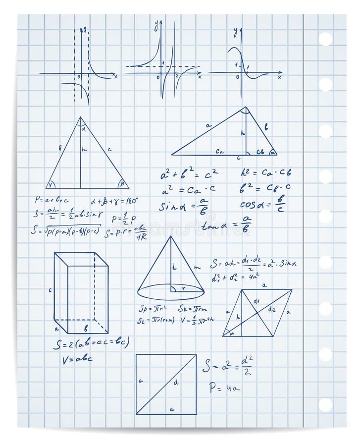 De Reeks Van Math En Van De Meetkunde Stock Illustratie - Illustration ...