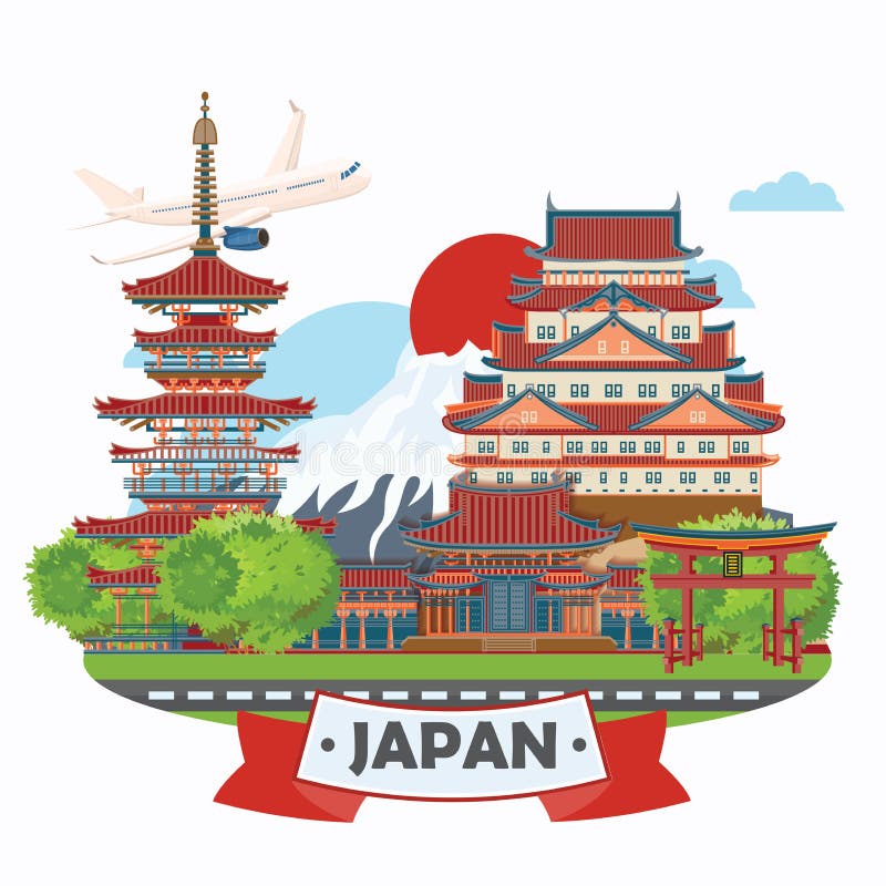 De Reisaffiche Van Japan - Reis Naar Japan Vector Illustratie ...