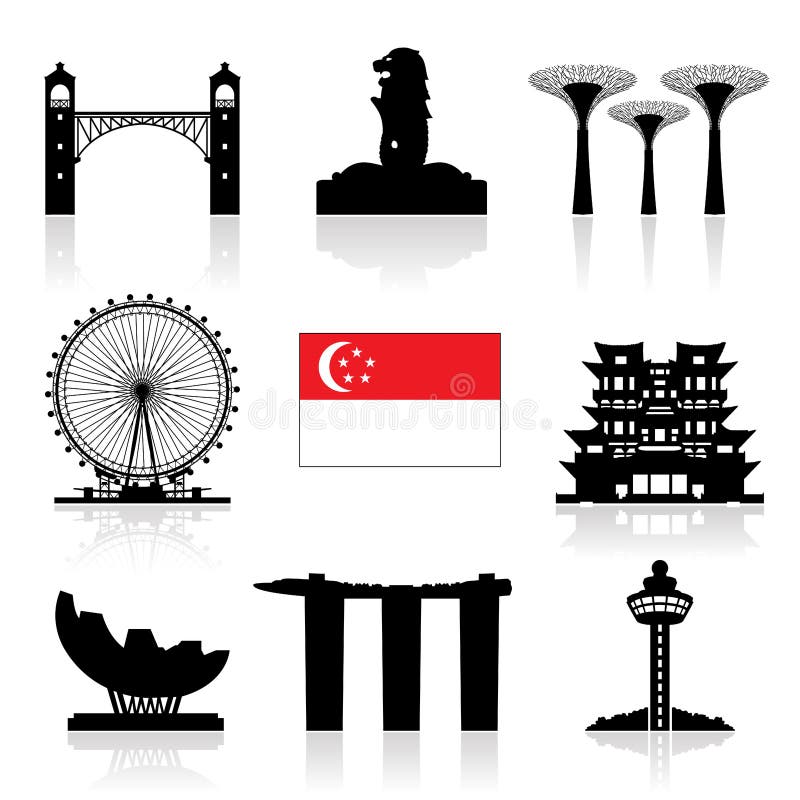 De Reispictogram Van Singapore Vector Illustratie - Illustration of ...