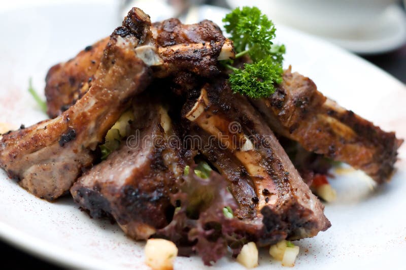 De Ribben Van Het Varkensvlees Stock Foto - Image of viering, diner ...