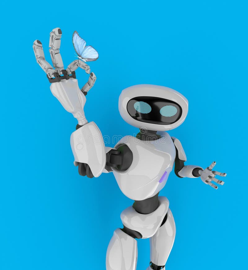 De Robot Met 3d Vlinder Geeft Terug Stock Illustratie - Illustration of ...