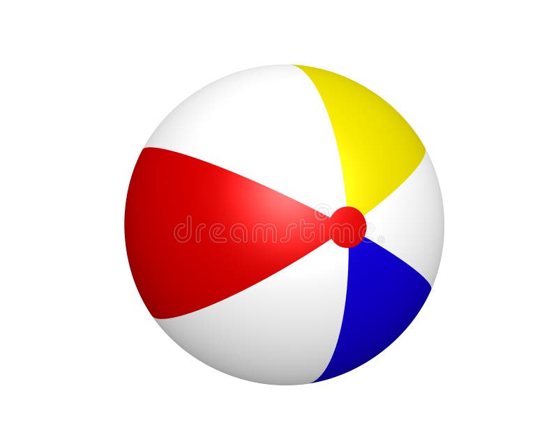 De Rode Bal Van Het Strand -, Blauw, Geel Stock Illustratie ...