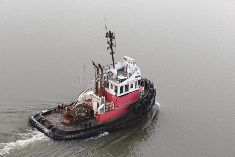 De Rode Boot Van De Sleepboot Stock Foto - Image of waterweg, sneeuw ...