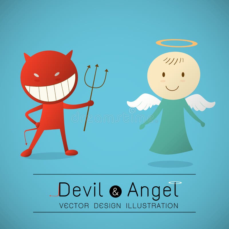Duivel En Engelenkarakters Op Wit Vector Illustratie - Illustration of ...