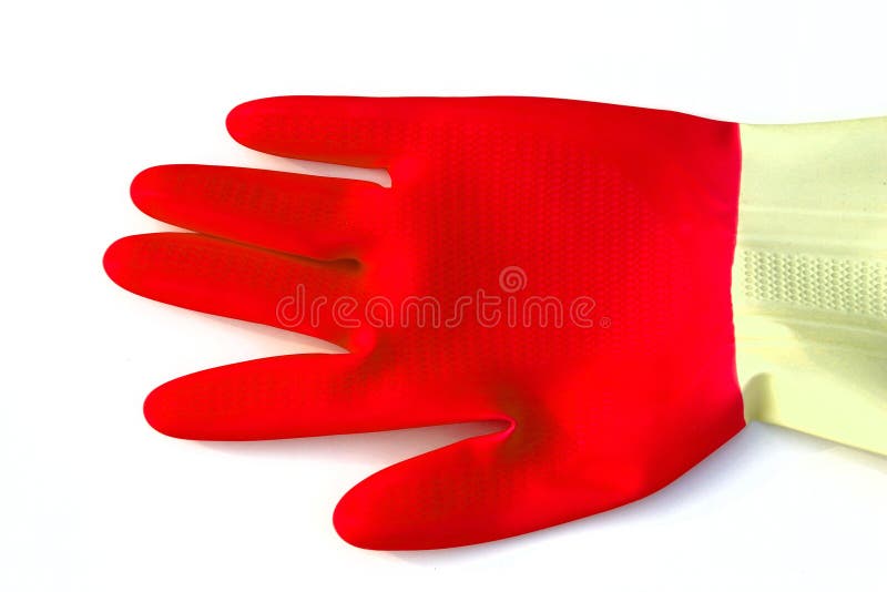 De Rode Handschoen Van Het Werk Stock Afbeelding - Image of rubber ...