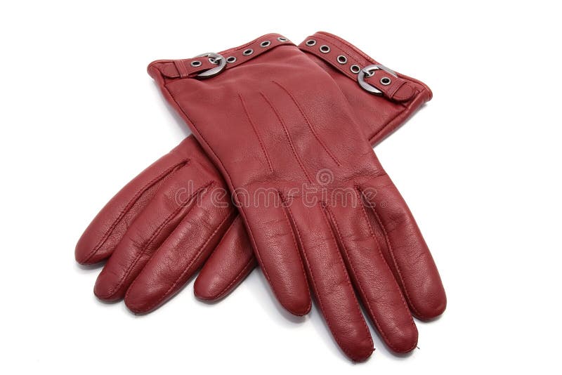 De Rode Handschoenen Van De Leervrouw Stock Afbeelding - Image of ...