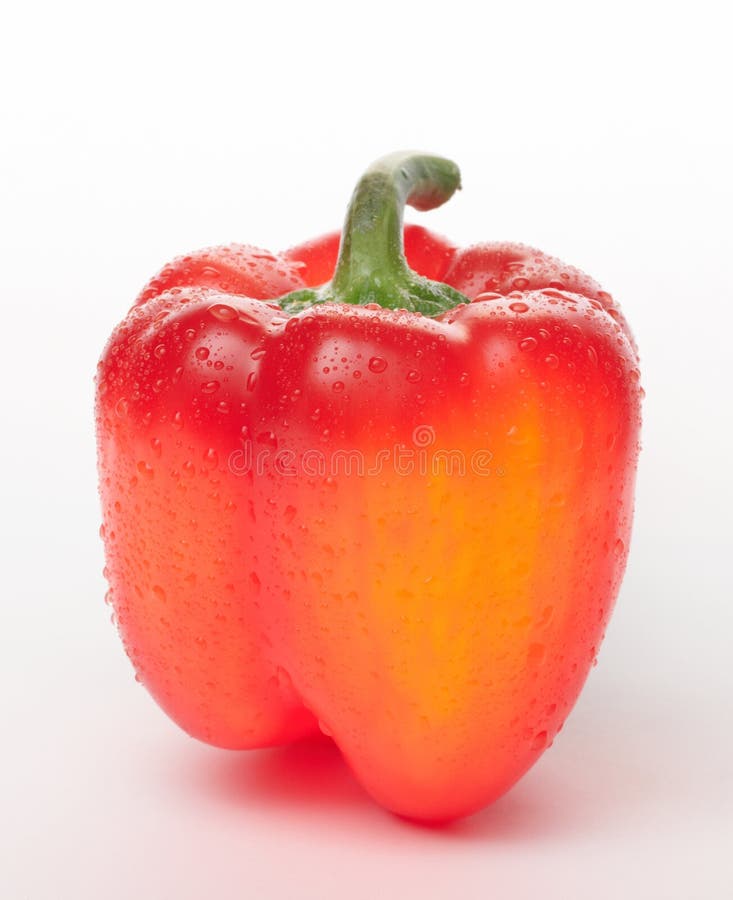 De Rode Paprika Met Het Water Daalt Stock Afbeelding - Image of voeding ...