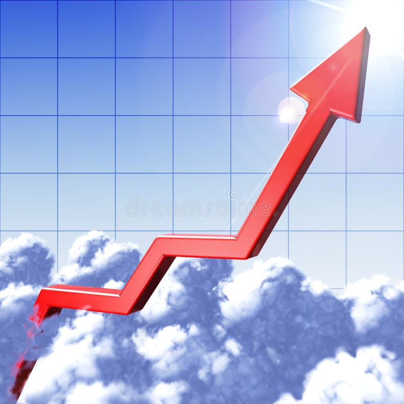 De Rode Pijl Groeit Aan Zon Stock Illustratie - Illustration of zaken ...