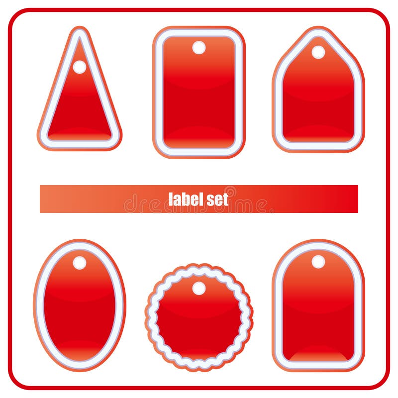 De Rode Reeks Van Het Etiket Vector Illustratie - Illustration of heden ...