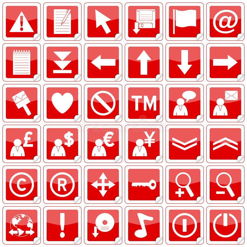 De Rode Vierkante Pictogrammen Van Stickers [2] Vector Illustratie ...