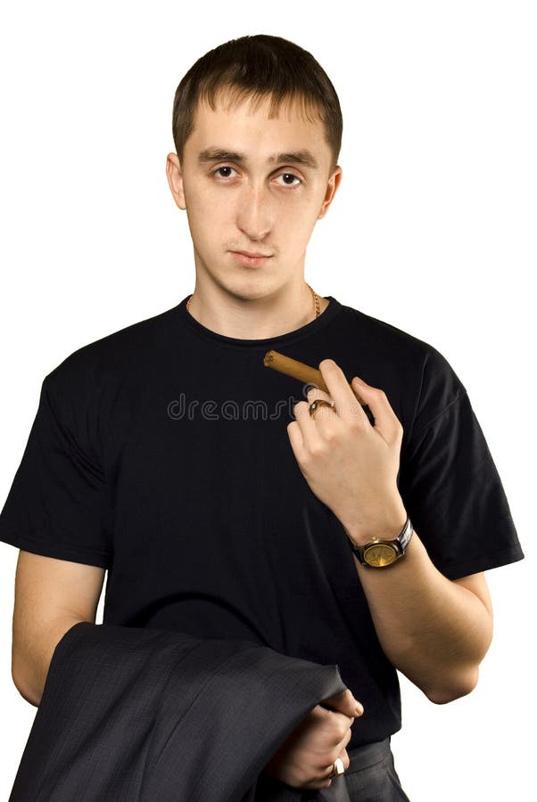 De Rokende Mens is in Een Pak Stock Afbeelding - Image of portret ...