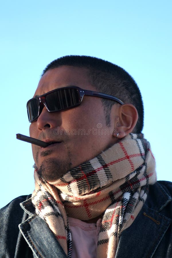 De Roker van de sigaar stock foto. Image of zonnebril, rook - 583138