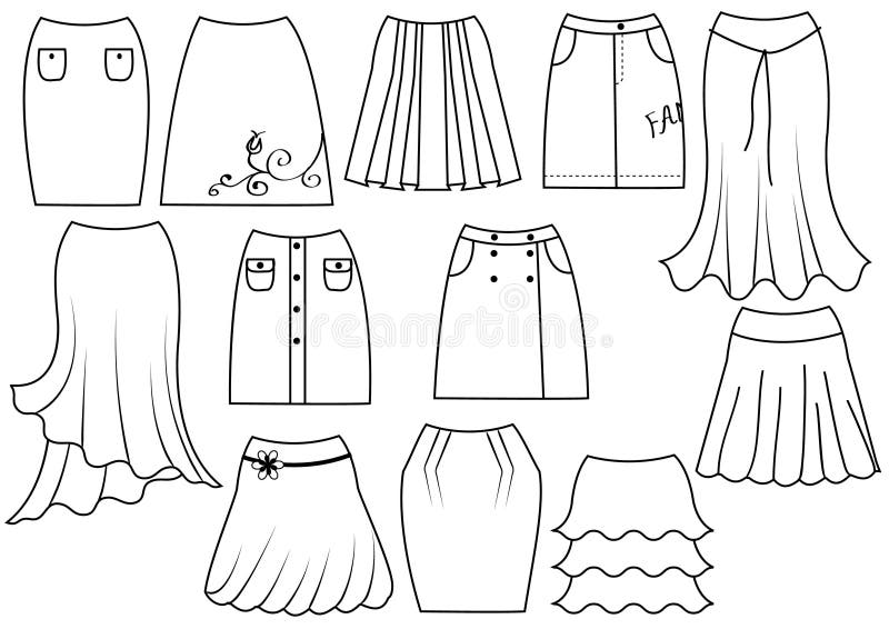 Modieuze rokken voor dames vector illustratie. Illustration of patroon ...