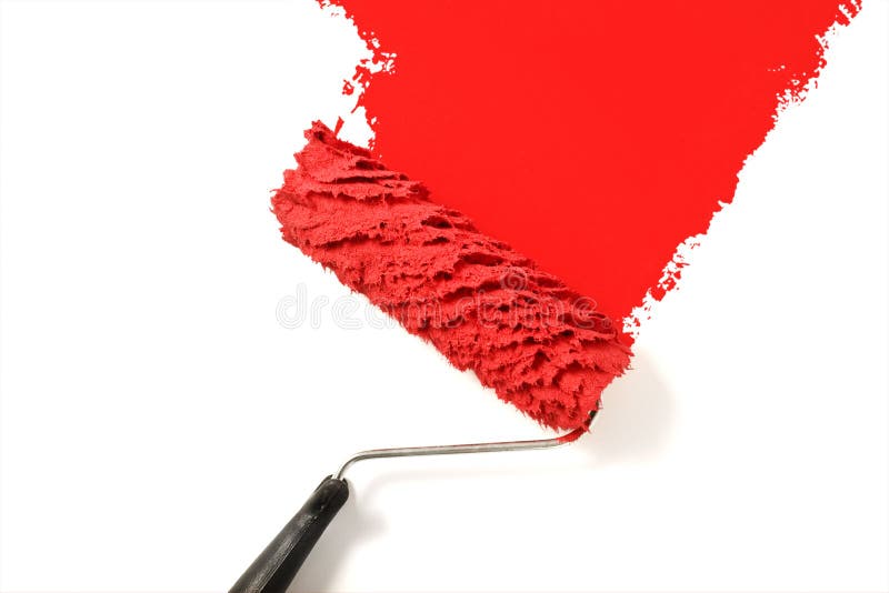 Verfroller schildert rood stock afbeelding. Image of kleur - 10600645