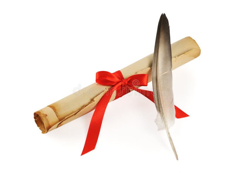 De Rol Van Het Document Met Veer Stock Afbeelding - Image of ...
