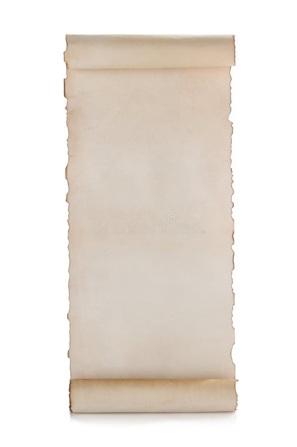 De Rol Van Het Perkament Die Op Wit Wordt Geïsoleerd Stock Afbeelding ...