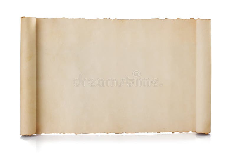 De Rol Van Het Perkament Die Op Wit Wordt Geïsoleerd Stock Afbeelding ...