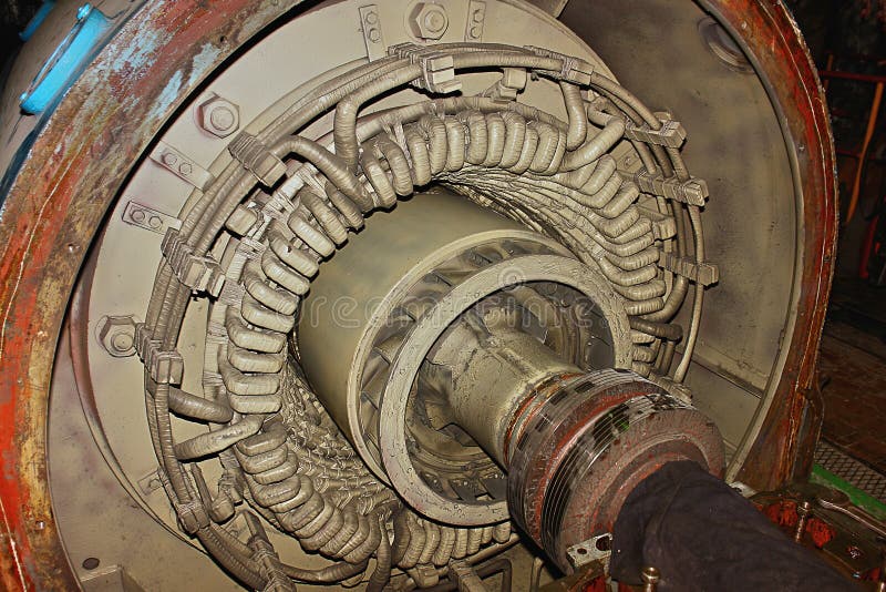 Rotor En Stator Details Van Elektrische Gelijkstroommotor Op Zwarte ...