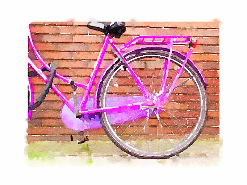 De Roze Stijl Van Het Fietsbeeldverhaal in Groene Parken Minimale 3d ...