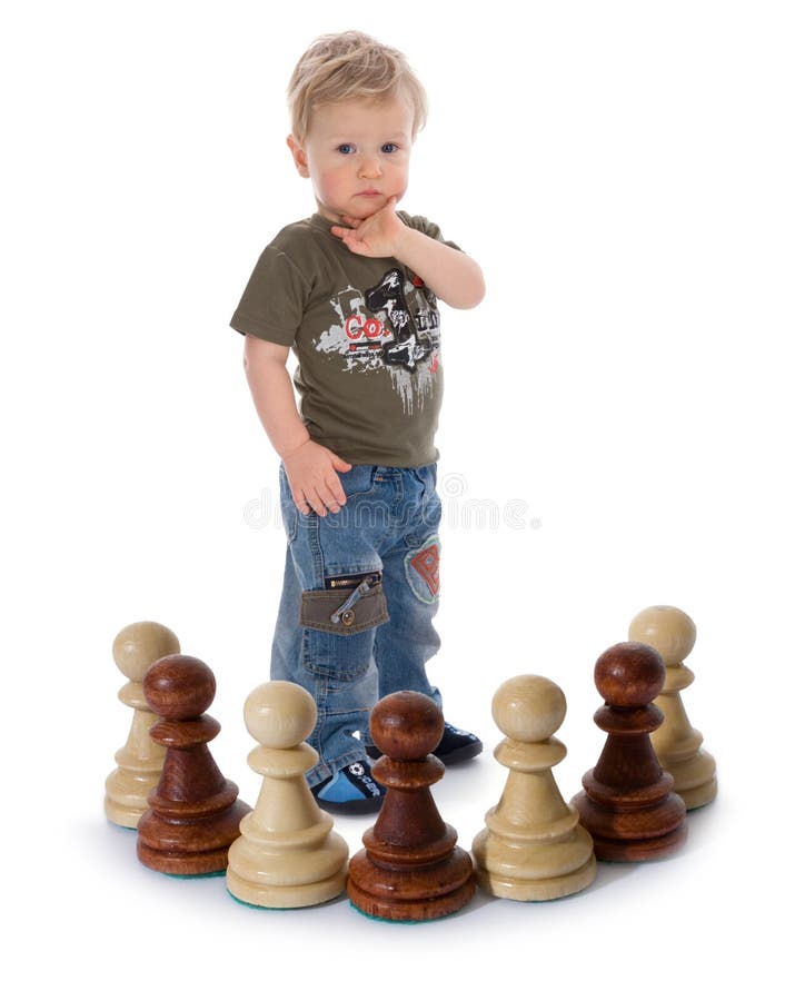 De Samenstelling Van Het Schaak Met Jongen Stock Afbeelding - Image of ...