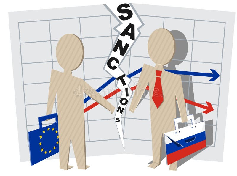 De Sancties Van Europa Tegen Rusland Vector Illustratie - Illustration ...
