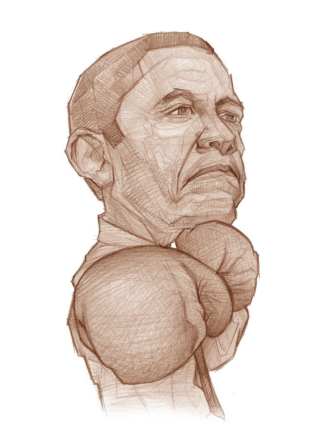 De Schets Van De Karikatuur Van De Bokser Van Obama Van Barack ...