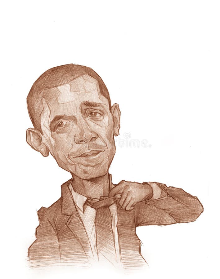 De Schets Van De Karikatuur Van Obama Van Barack Redactionele ...