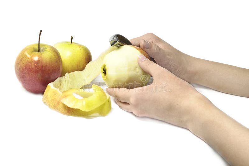 Rode Appel In Een Spiraal Van Schil Stock Afbeelding - Afbeelding ...