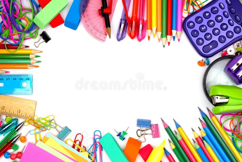 De School Levert Kader Op Een Witte Achtergrond Stock Foto - Image of ...