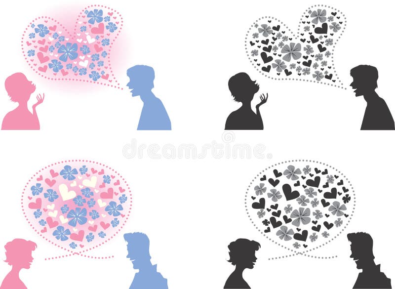 De Silhouetten Van Dialoging Vector Illustratie - Illustration of grijs ...