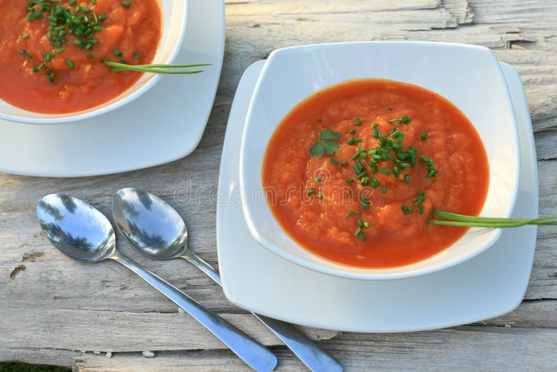 De soep van de pompoen stock foto. Image of warm, vegetariër - 12466002