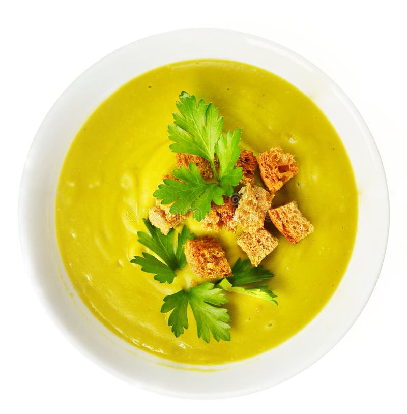 De Soep Van De Room in Een Kom Op Witte Achtergrond Stock Foto - Image ...