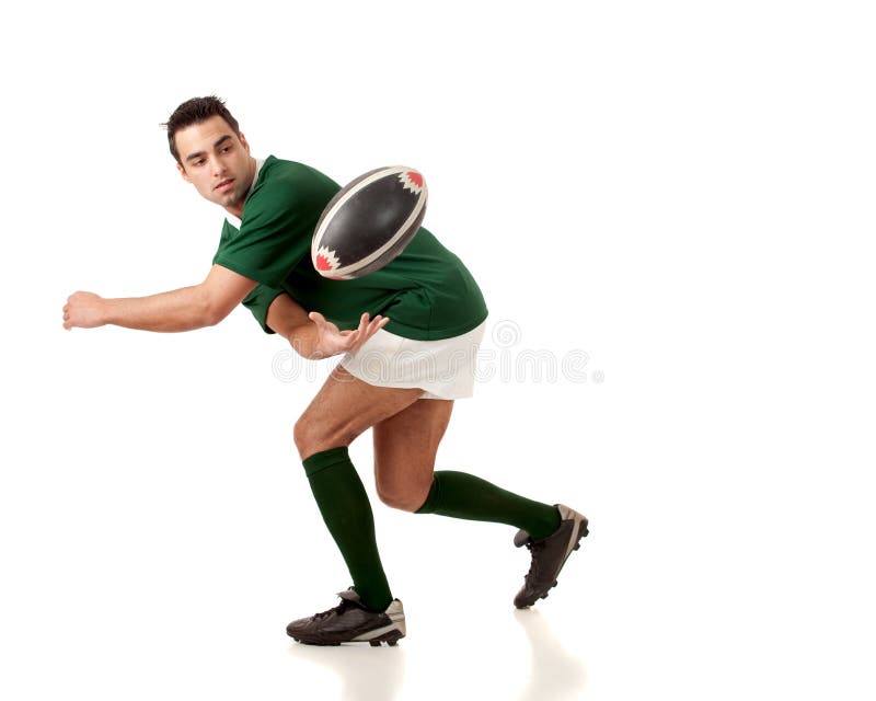 Rugbyspeler Die Uit Een Ontploffing Van Rook Komen Stock Afbeelding ...