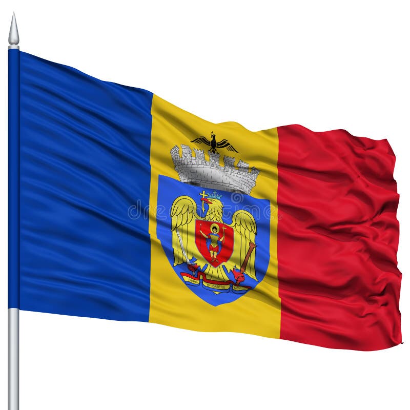 De Stadsvlag Van Boekarest Op Vlaggestok Stock Illustratie ...