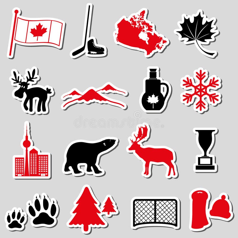 De Stickers Van Het Themasymbolen Van Het Land Van Canada Geplaatst ...