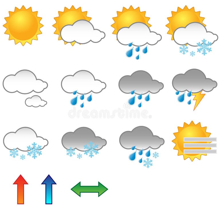 Weersymbolen vector illustratie. Illustration of reeks - 12742219