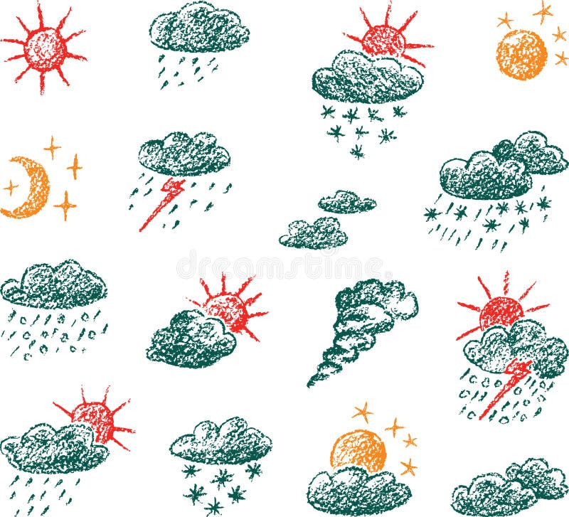 De symbolen van het weer vector illustratie. Illustration of schets ...