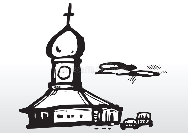 Kerktekening vector illustratie. Illustration of steepel - 9492718