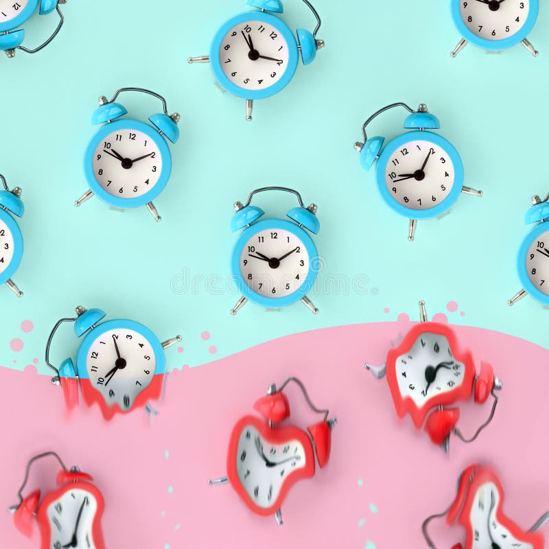 De Tijd Loopt Uit Gesmolten Rode Wekkers Stock Foto - Image of idee ...