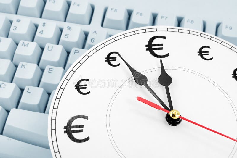 Tijd is Geld. Wekker Met Euro-symbool Stock Afbeelding - Image of winst ...