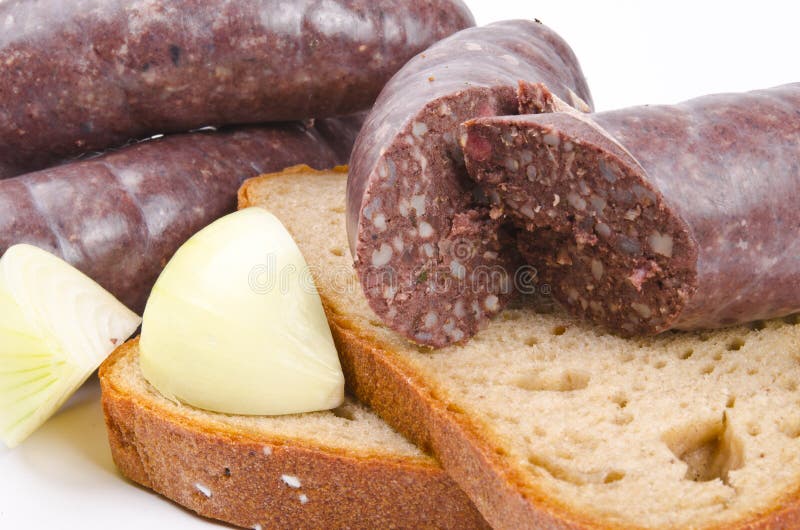 Traditionele bloedworst stock foto. Image of vlees, bruin - 23929508