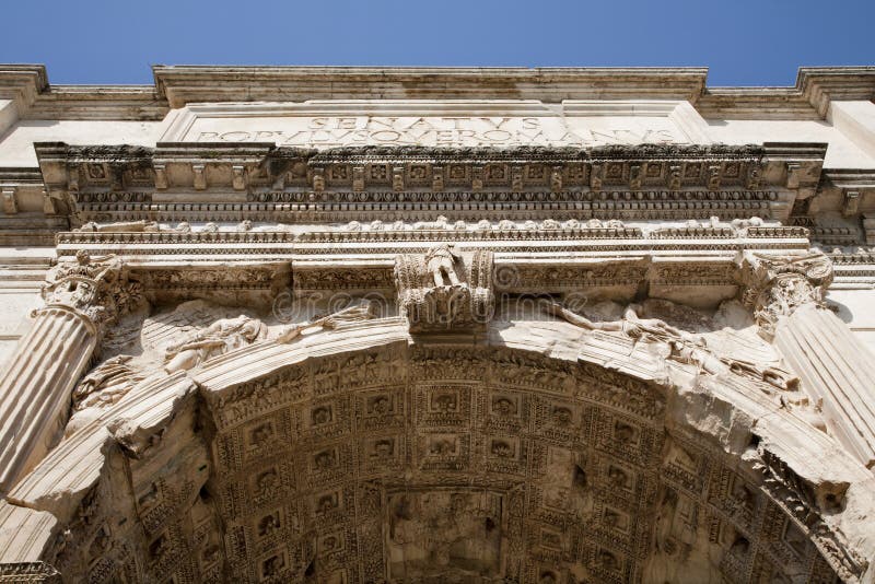 De Triomfboog Van Rome - Van Septimus Severus Stock Foto - Image of ...