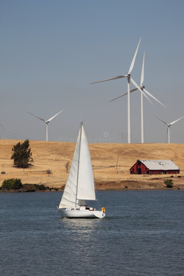 De Turbines Van De Wind En Zeilboot Stock Foto - Image of sacramento ...